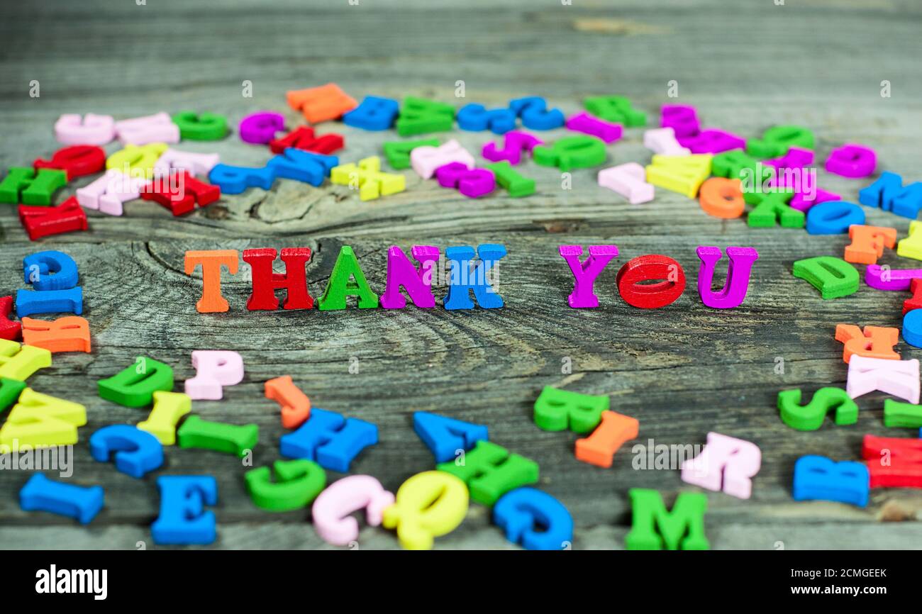 words thank you with letters Stock Photo - Alamy