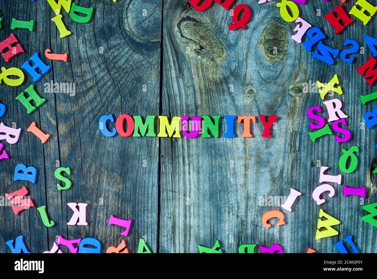 Word community from small multi-colored letters Stock Photo - Alamy
