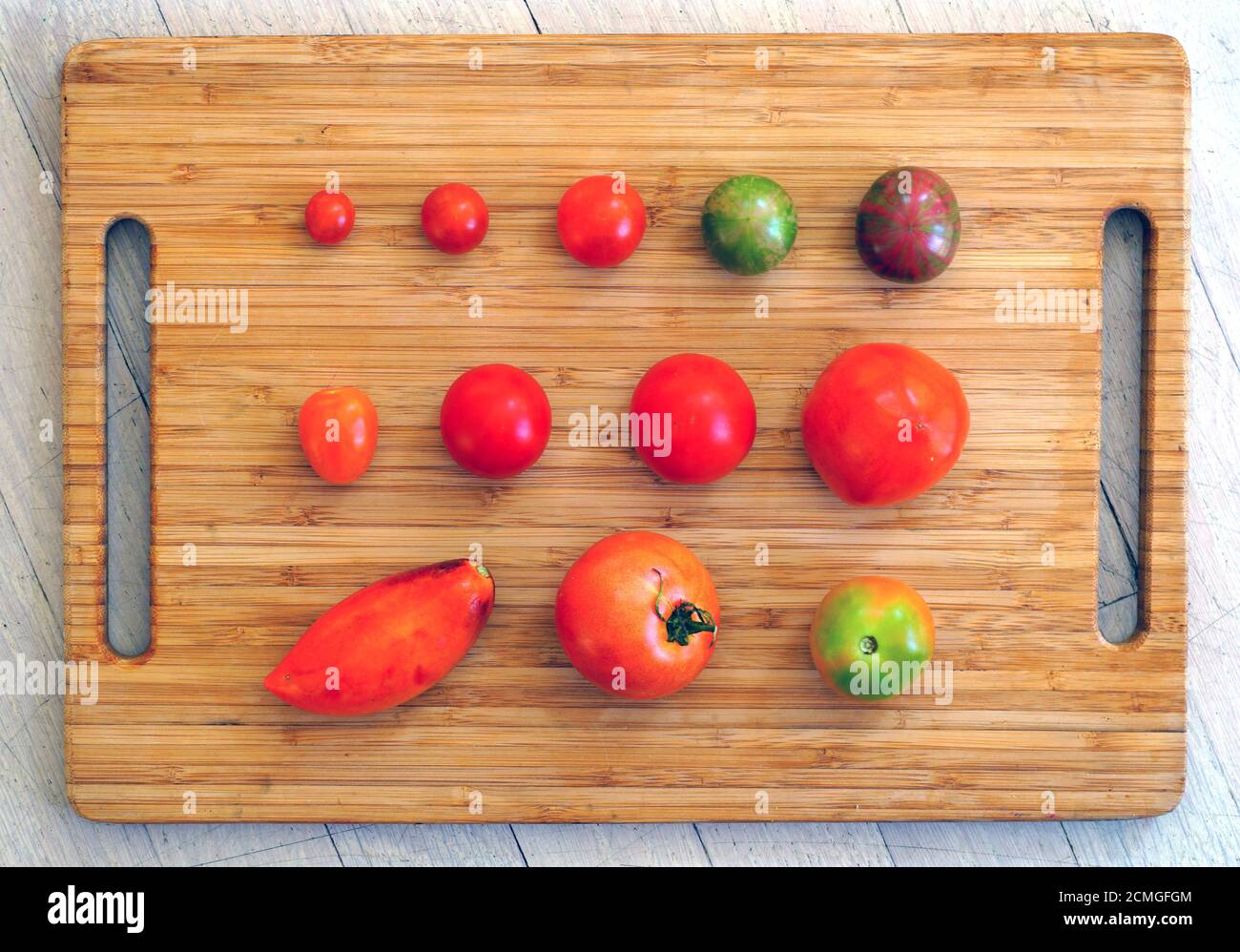 Variety of garden tomatoes seen from above Stock Photo - Alamy