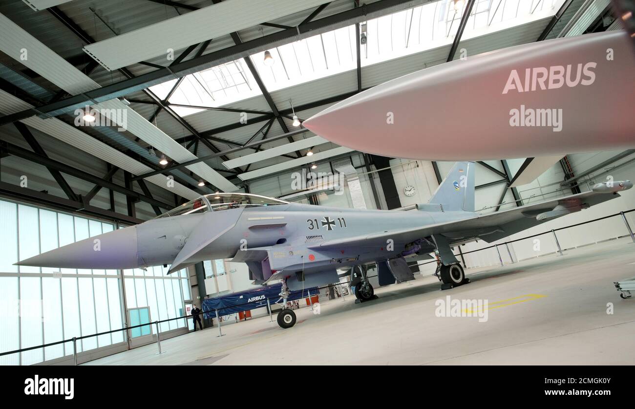 Manching, Germany. 17th Sep, 2020. A Eurofighter (l) and a "Remote ...