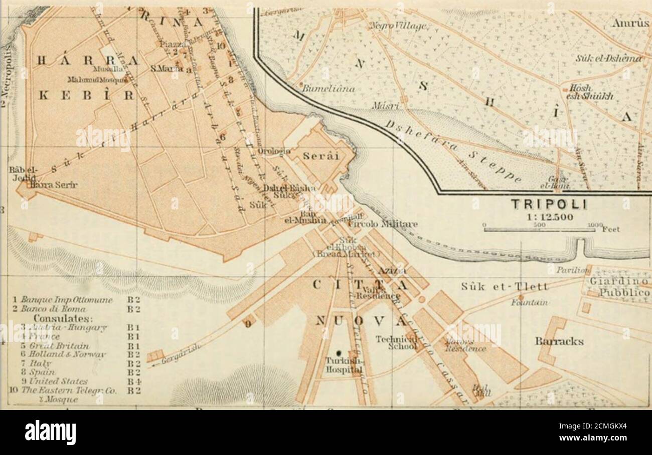 map of Tripoli in Barbary Stock Photo - Alamy