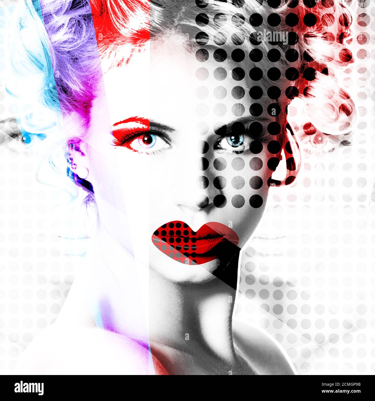 Modern design poster with a portrait of a girl Stock Photo - Alamy