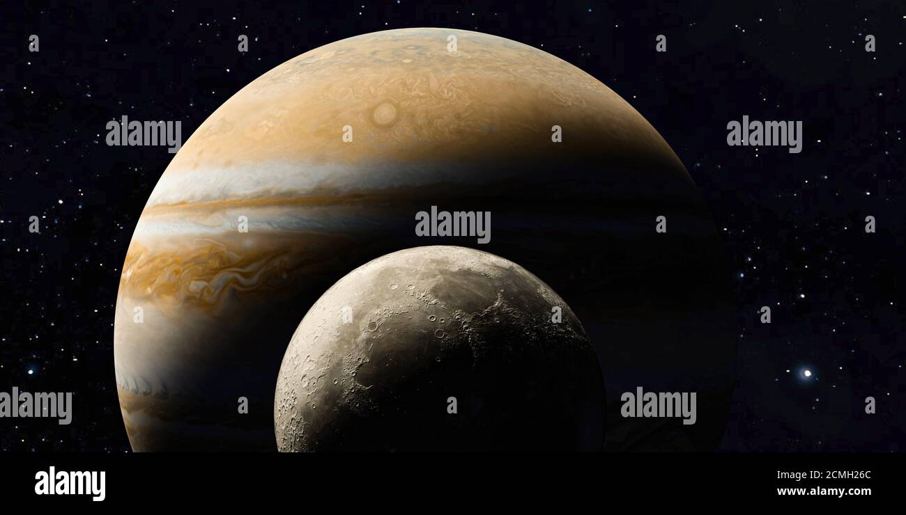 Moon Titan Solar System 3d