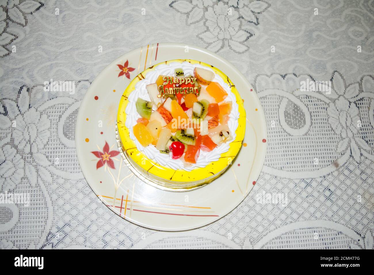 Tasty yellow Fruit Cake with vanilla flavor Stock Photo - Alamy