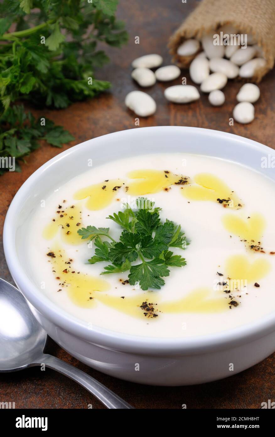 White velvet bean soup puree Stock Photo - Alamy