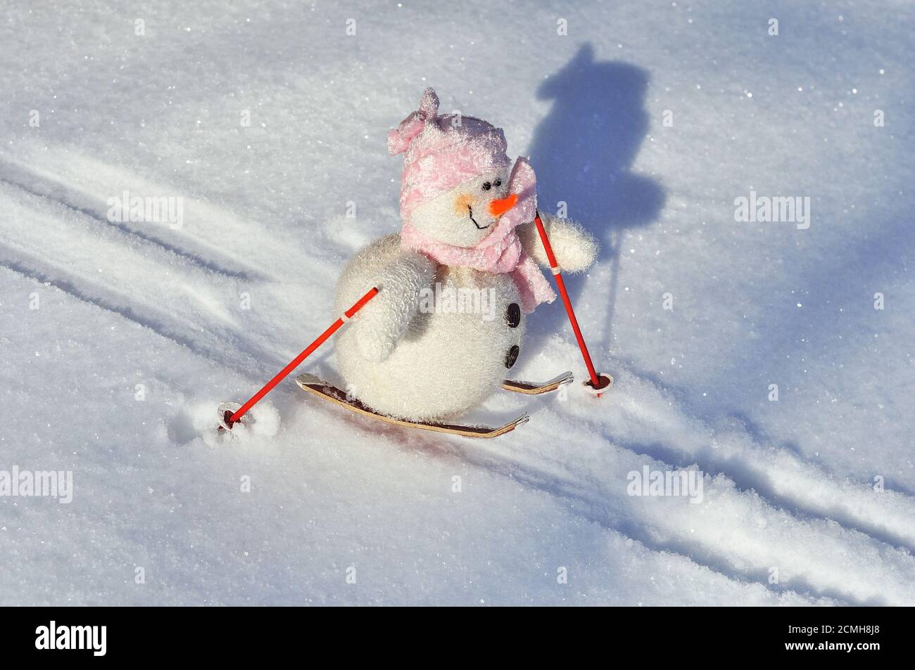 Textile snowman on skis Stock Photo - Alamy
