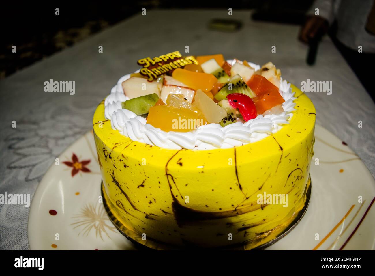 Tasty yellow Fruit Cake with vanilla flavor Stock Photo - Alamy