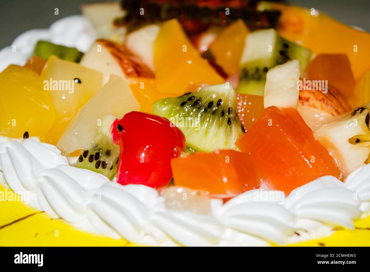 Tasty yellow Fruit Cake with vanilla flavor Stock Photo - Alamy