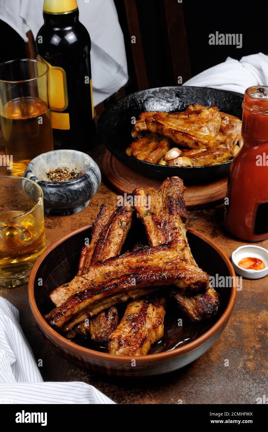 Portion of pork ribs hi-res stock photography and images - Alamy