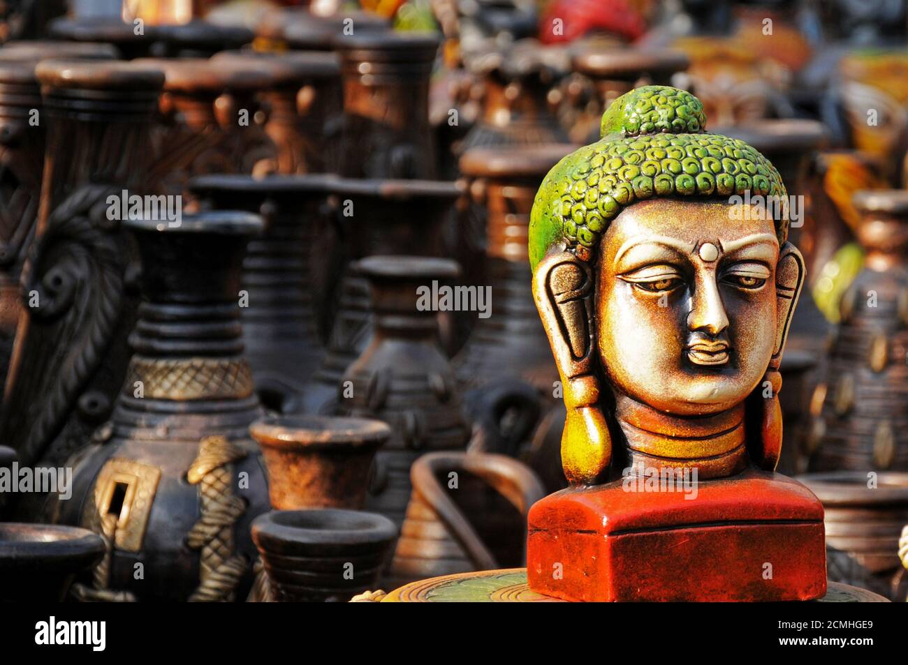 An idol of budha of clay at the shop,Clay model of lord ,Indian Gods ...