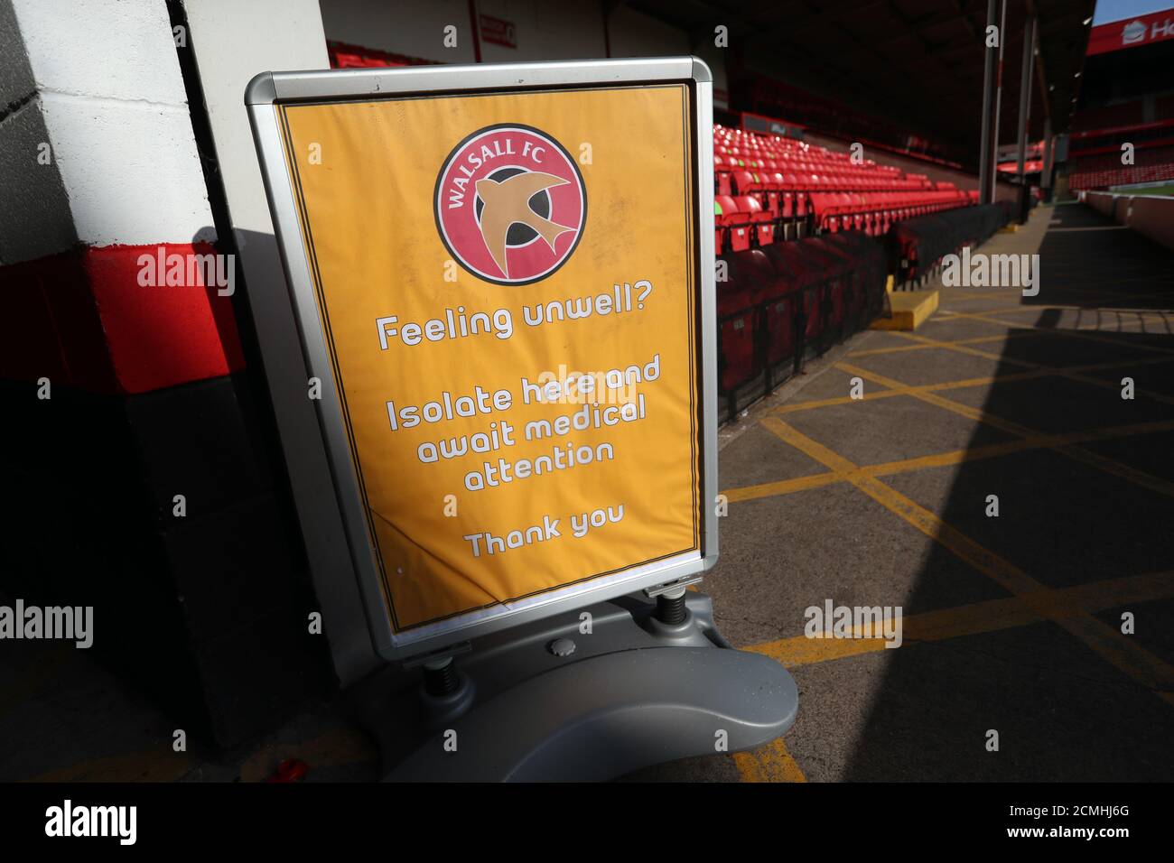 League Two club Walsall demonstrate social distancing and public health ...