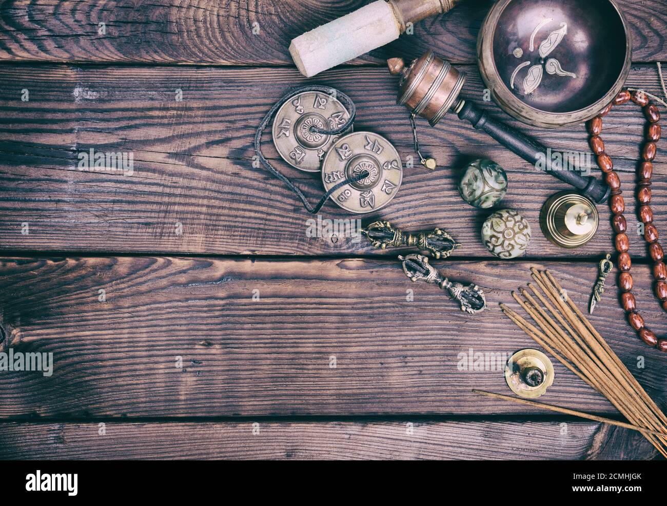 Tibetan religious musical objects for meditation Stock Photo - Alamy