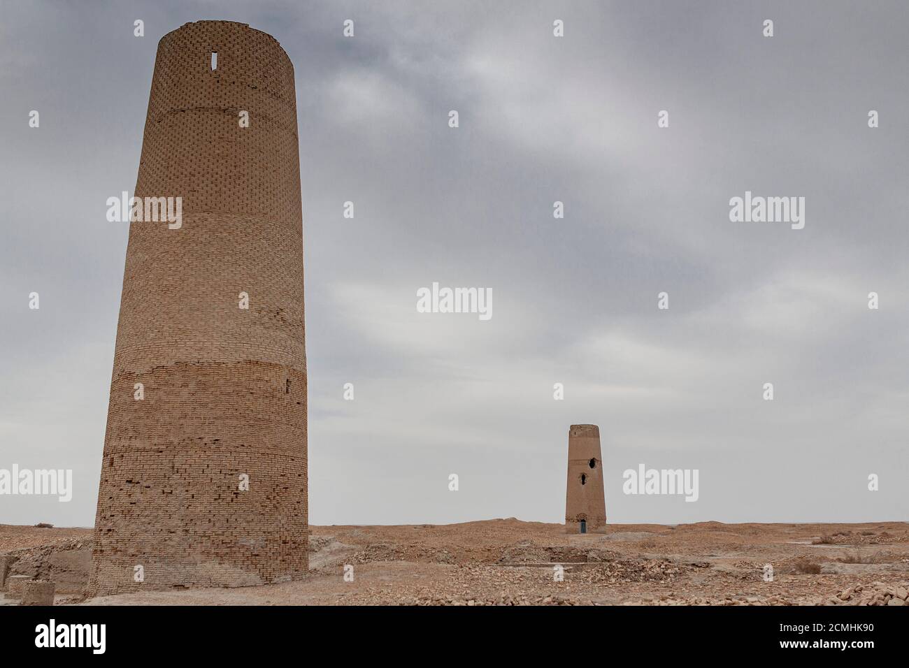 Minarets, Dehistan, Mashhad-e Mirsriyyan, Balkan Region, Turkmenistan ...