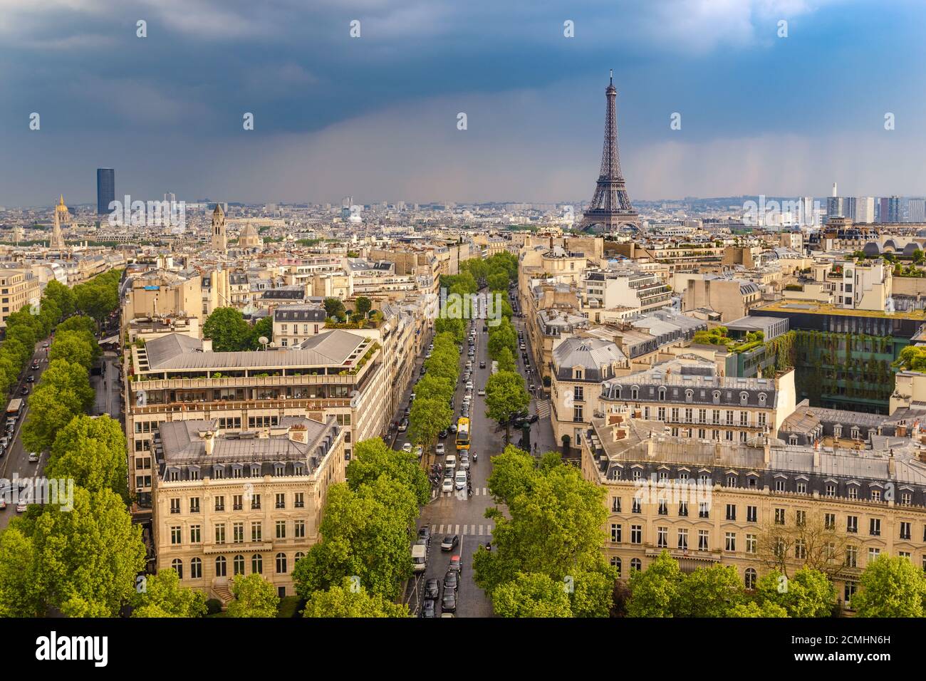 Paris city skyline view from Arc de Triomphe with Eiffel Tower, Paris, France Stock Photo - Alamy