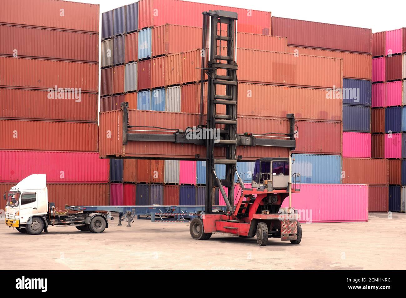 Container handlers in the container yard Stock Photo - Alamy