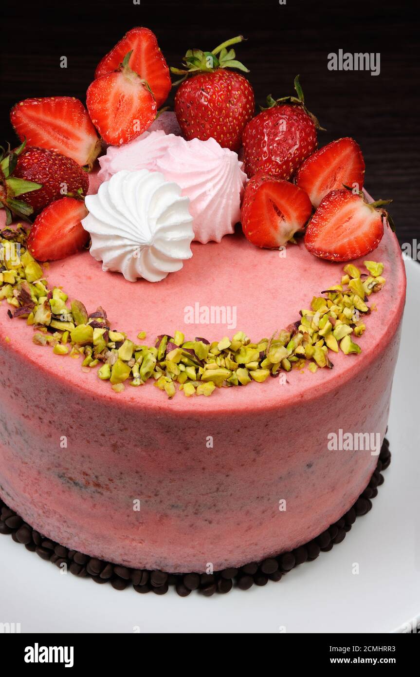 Strawberry mousse cake Stock Photo - Alamy