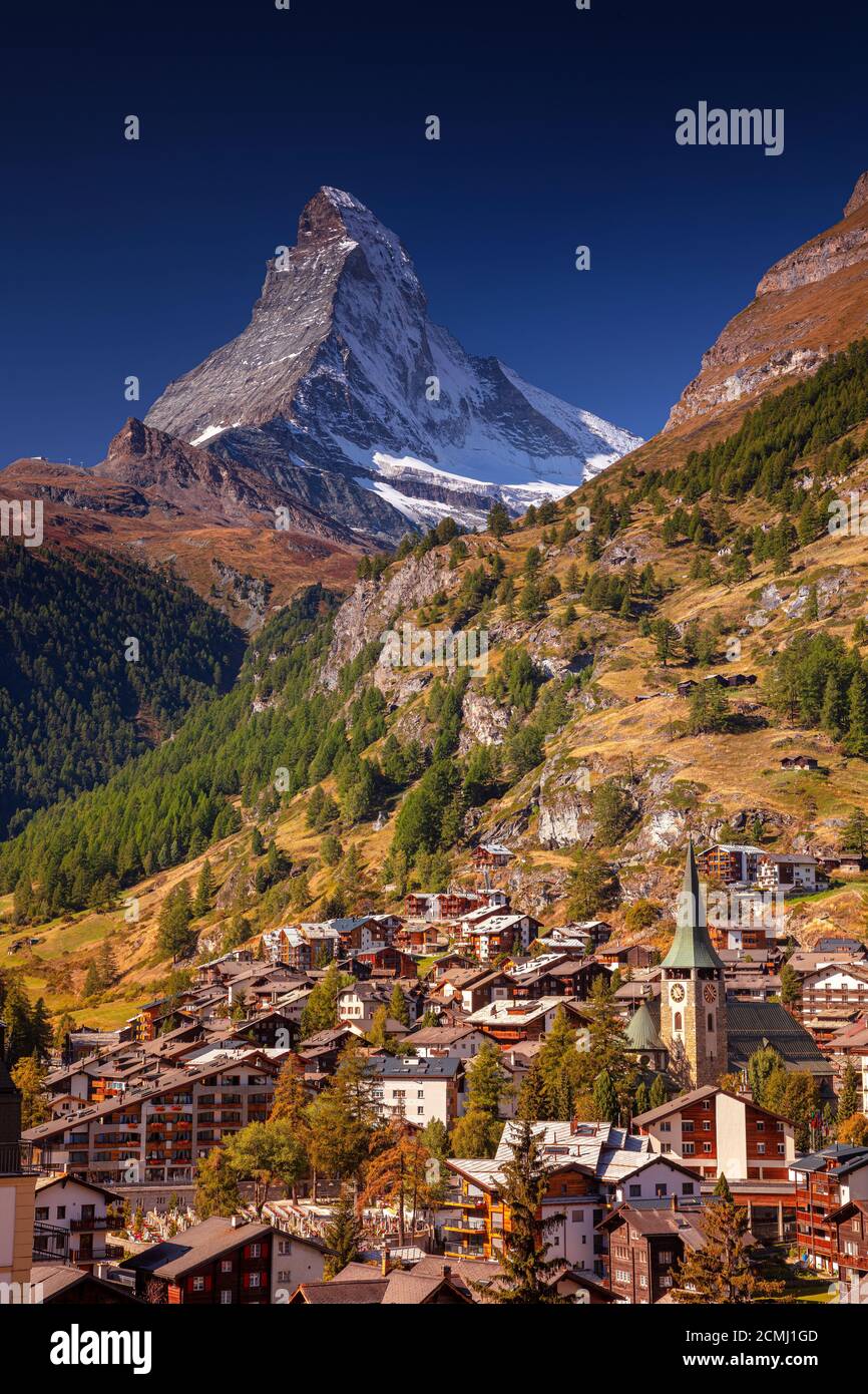 Zermatt. Image of iconic village of Zermatt, Switzerland with the ...