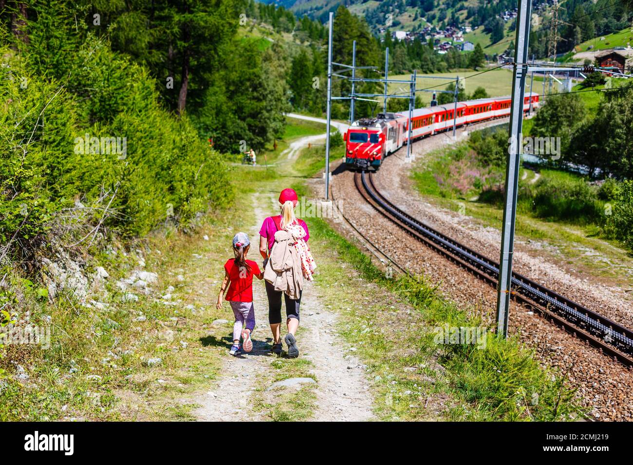 Swiss mountain train crossed Alps, railway in the mountains Stock Photo ...
