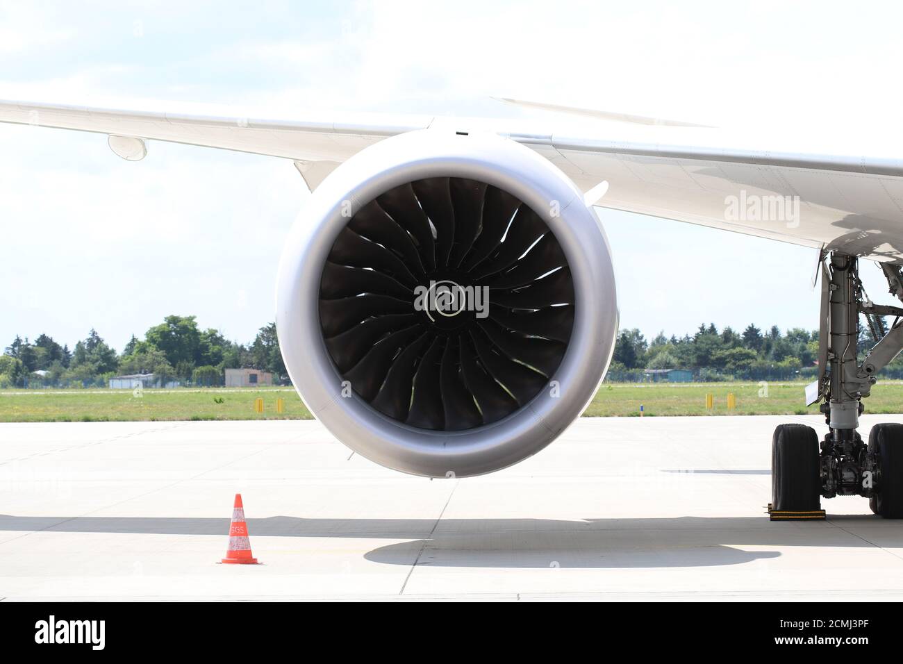 Rolls Royce Trent 1000 turbofan engine under the wing of Boeing 787-8 ...