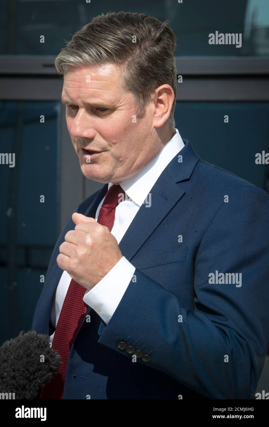 Labour leader Sir Keir Starmer speaks to the media outside the ...