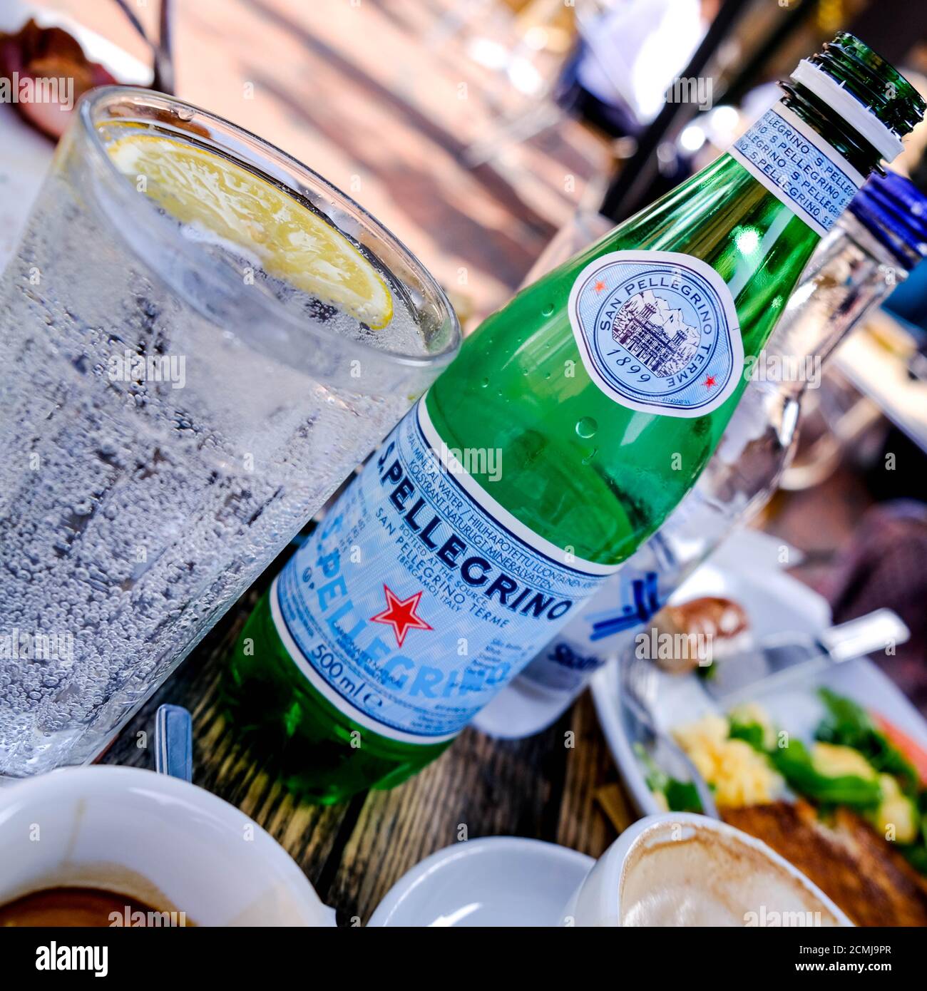 Bottle Of Cold Chilled Refreshing Pellegrino Sparkling Mineral Water Stock Photo - Alamy