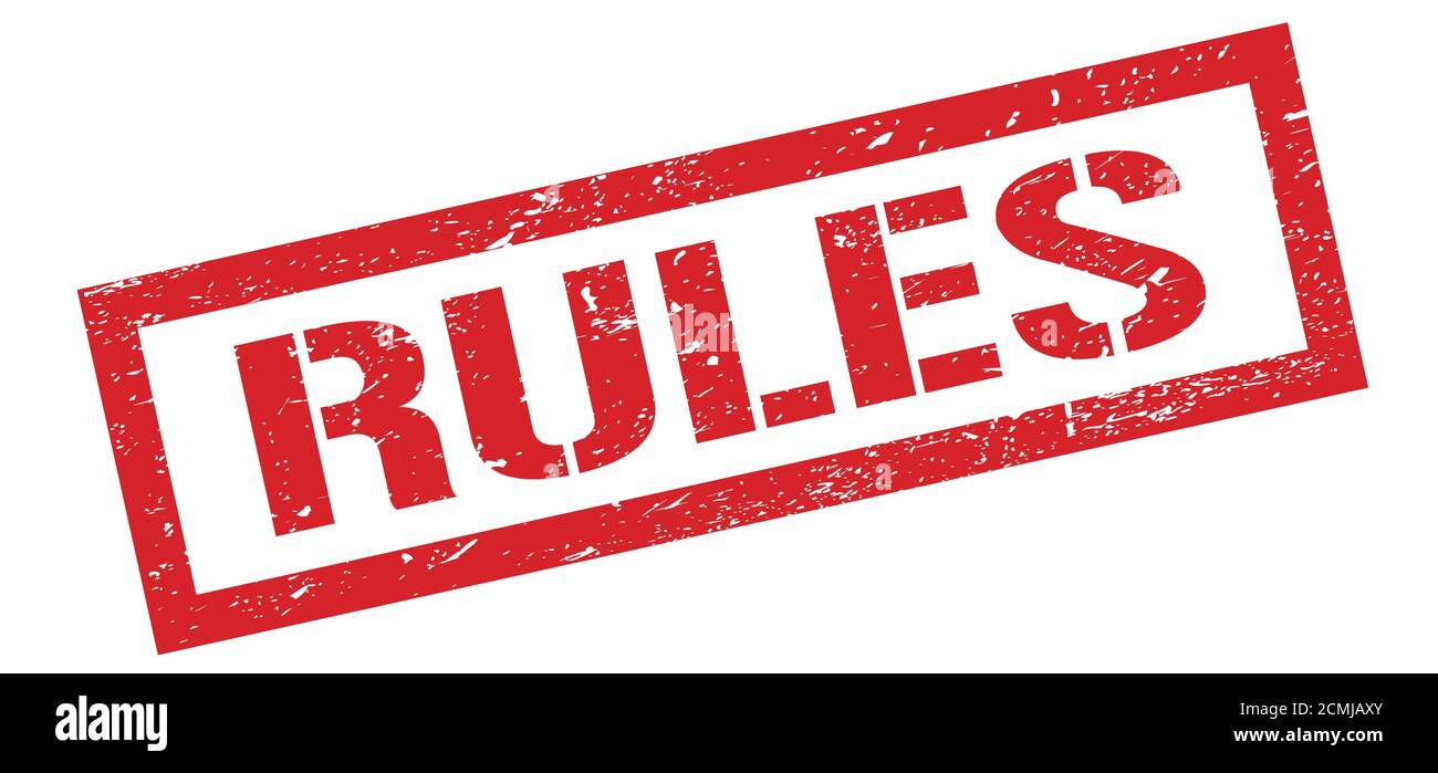 RULES red grungy rectangle stamp sign Stock Photo - Alamy