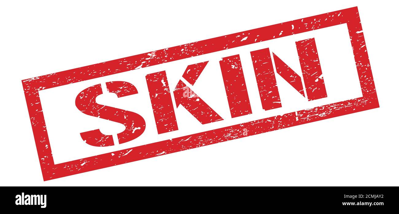 SKIN red grungy rectangle stamp sign Stock Photo - Alamy