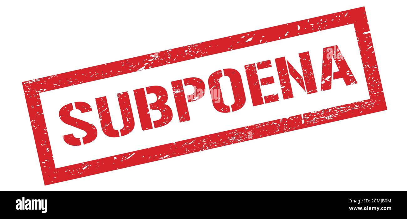 SUBPOENA red grungy rectangle stamp sign Stock Photo - Alamy