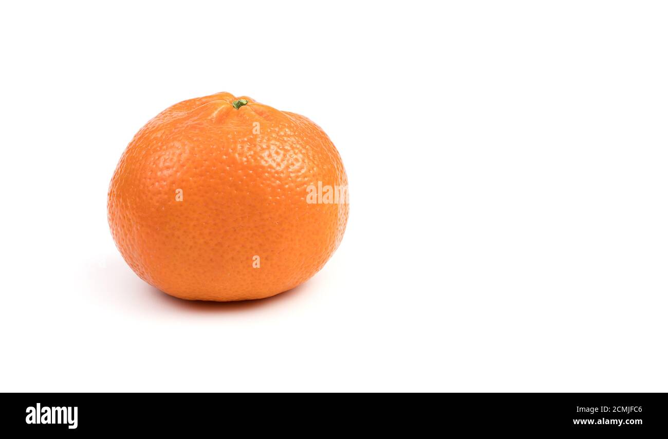 Ripe tangerine on a white background, side view. Fruit background with ...