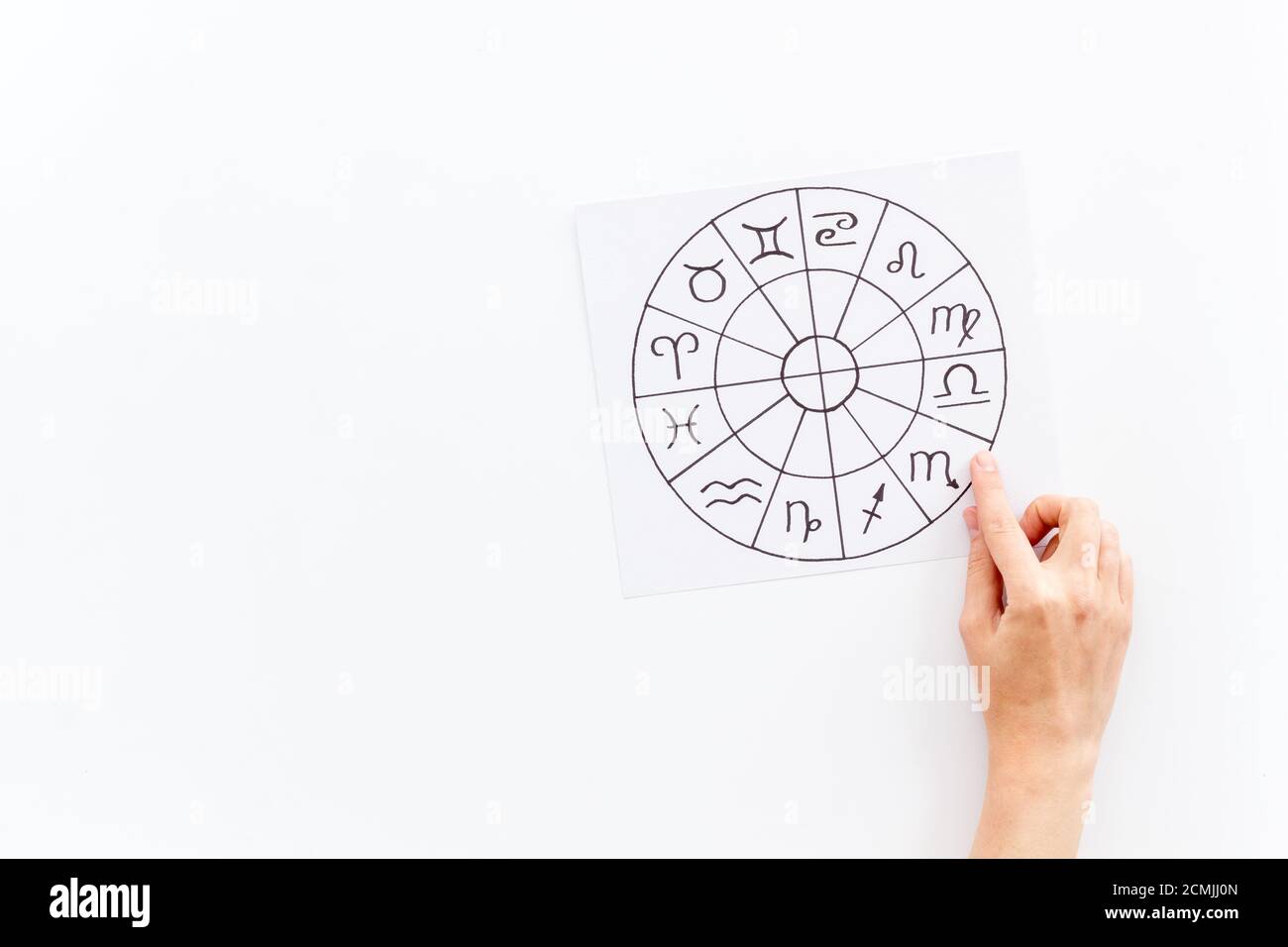 Astrological horoscope with female hand choosing Zodiac signs Stock ...