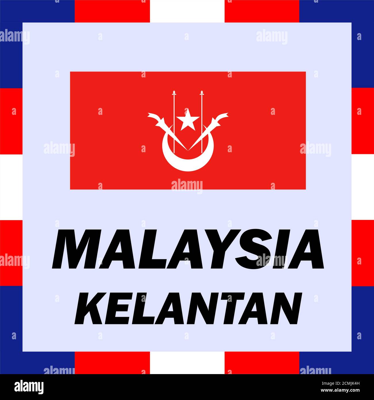 Official ensigns, flag and coat of arm of Malaysia - Kelantan Stock ...