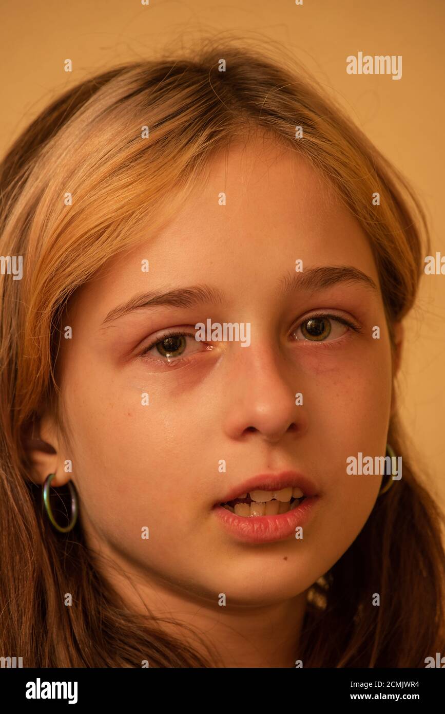 Tear rolling down face hi-res stock photography and images - Alamy