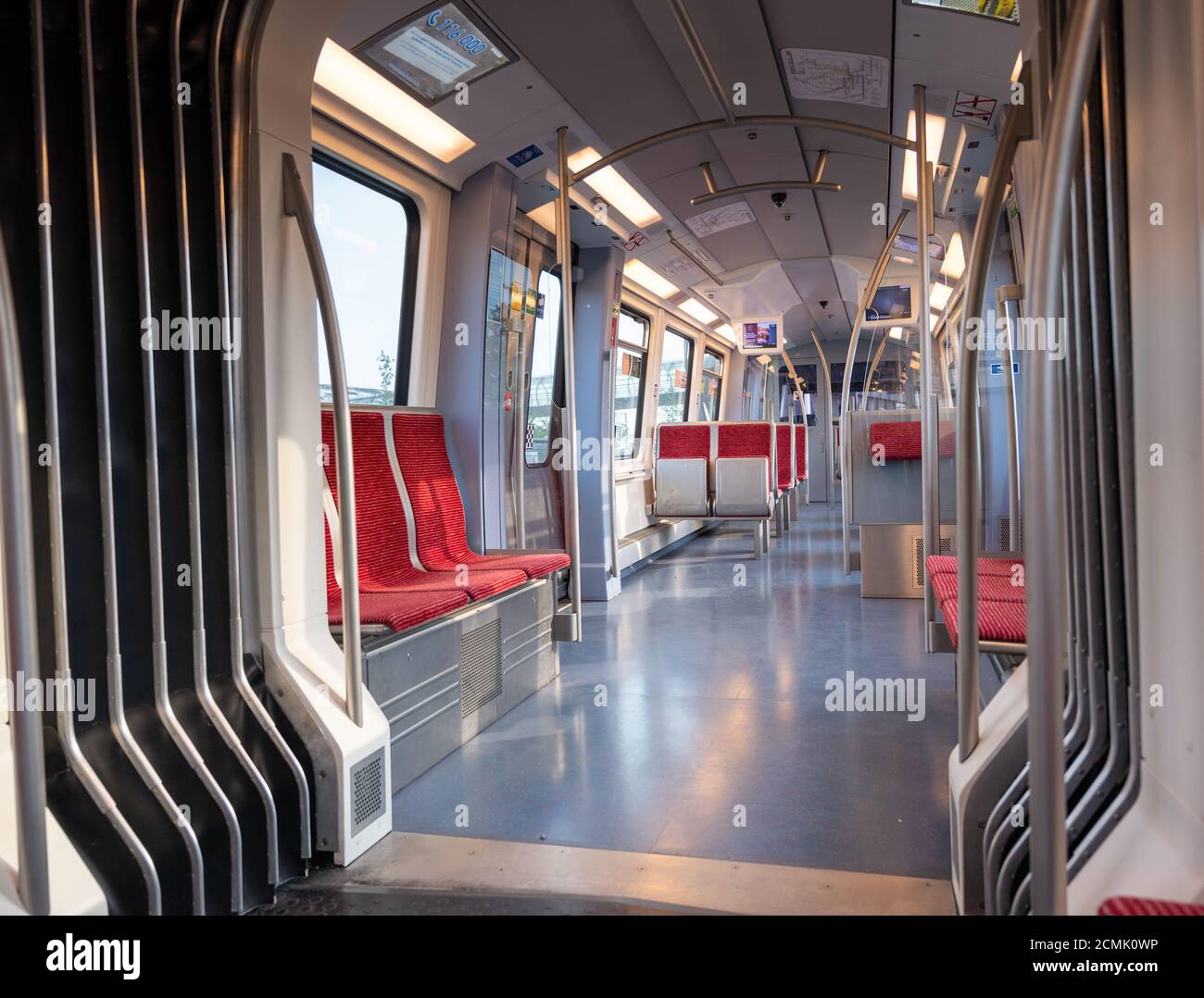 Inside a new wagon (Type DT5) of the Hamburg underground trains Stock ...