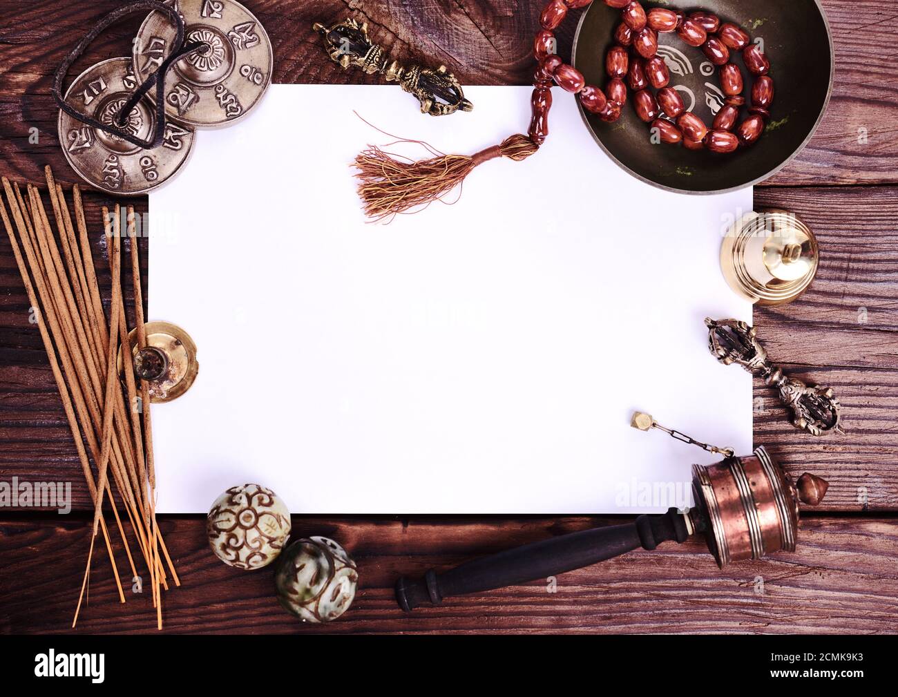 blank white sheet and antique religious objects Stock Photo - Alamy