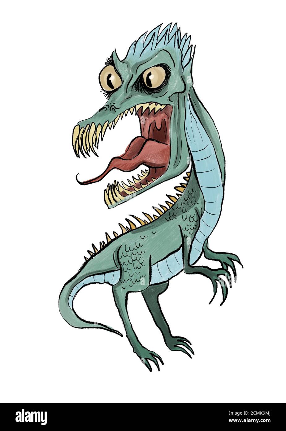 snarling dragon or dinosaur illustration Stock Photo - Alamy