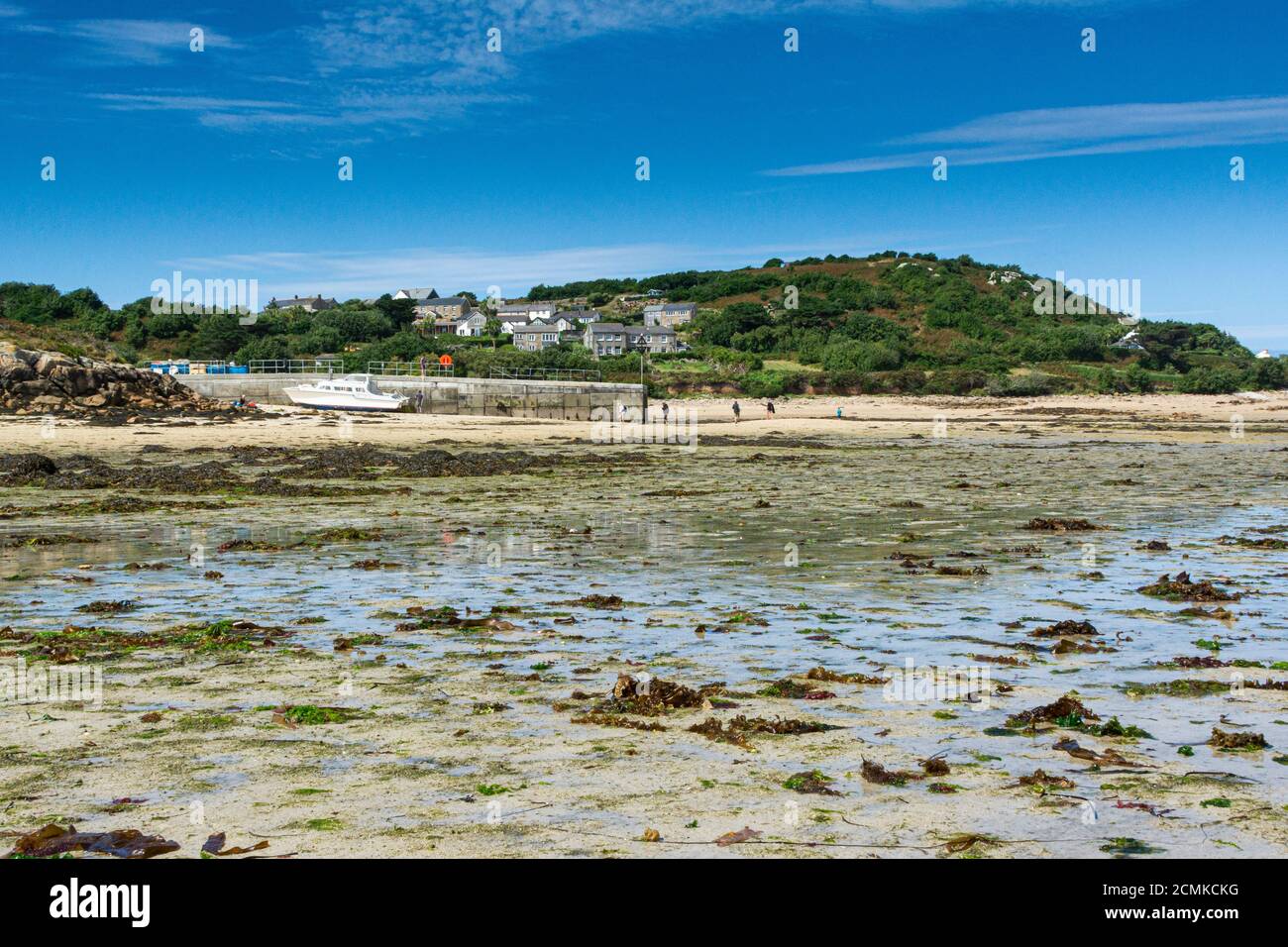 Church Quay on Bryher, Isles of Scilly at low tide Stock Photo - Alamy