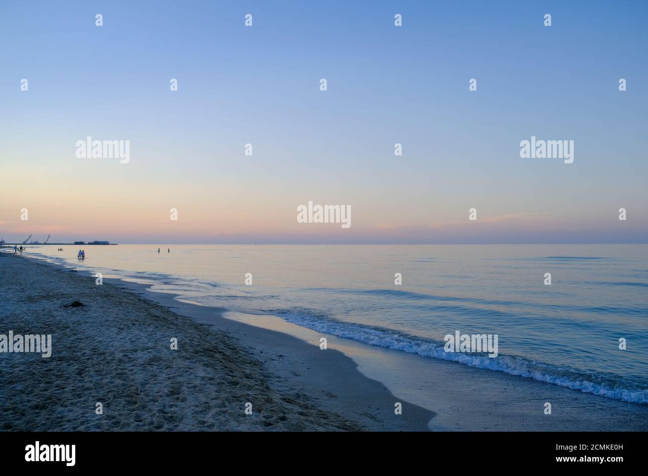 rimini beach beautiful sunset with bright colors and sea Stock Photo ...