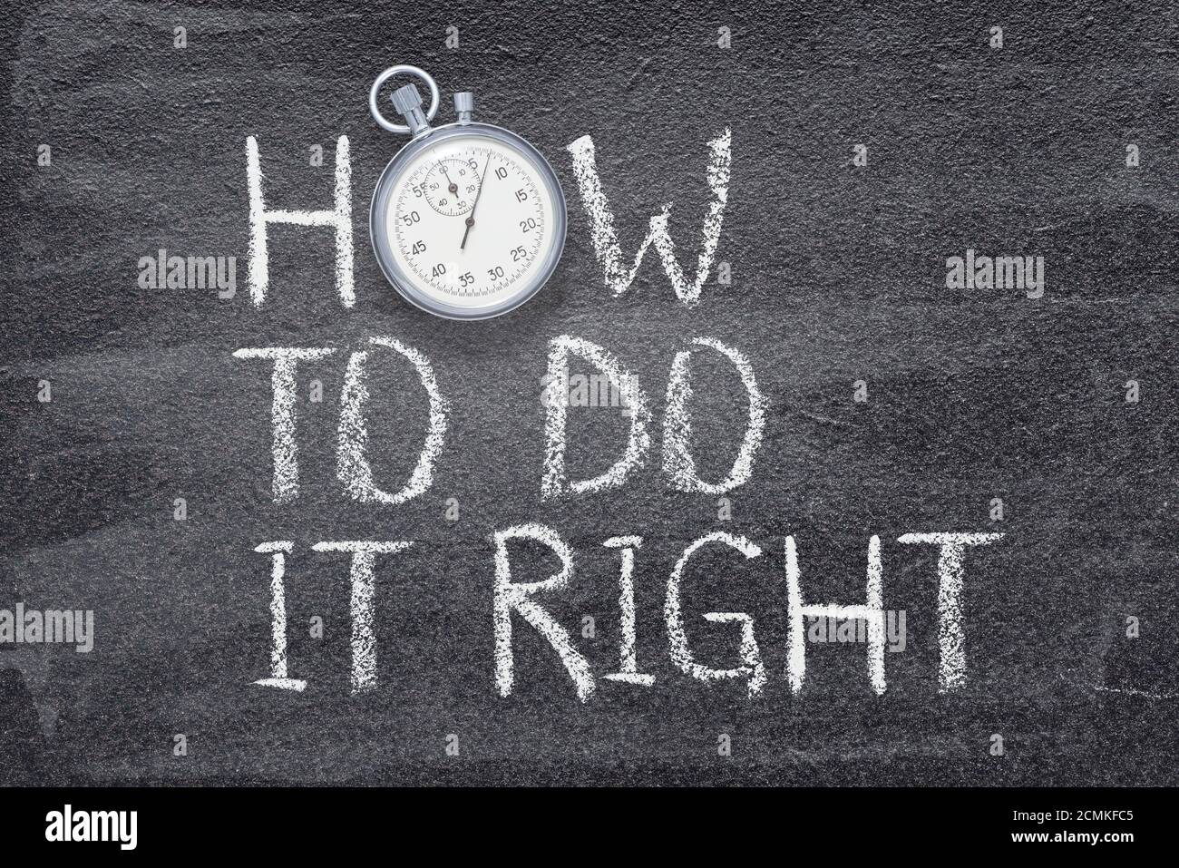 how to do it right phrase written on chalkboard with vintage precise ...