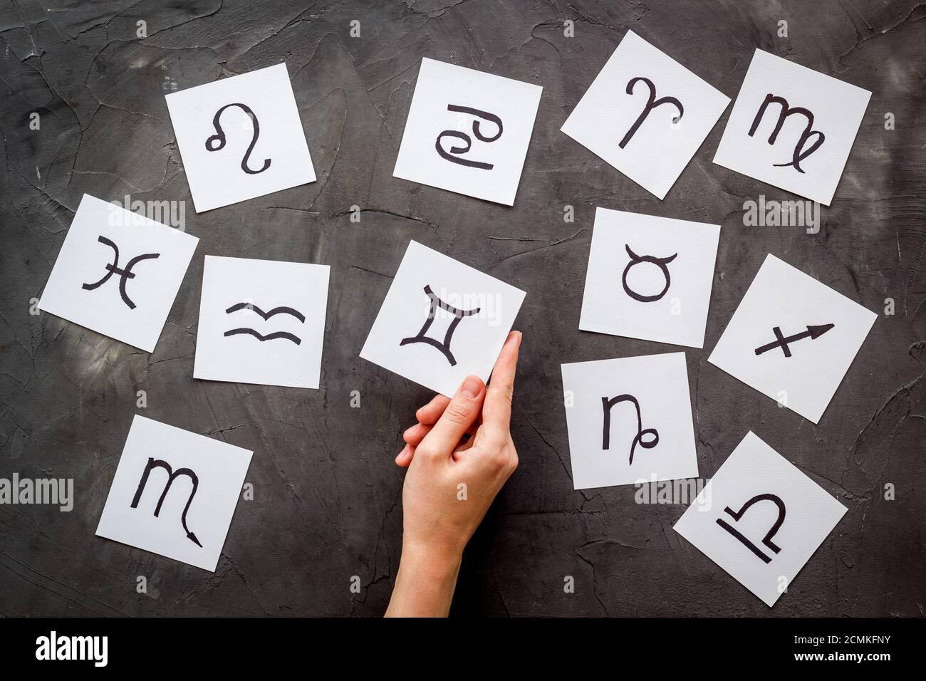 Horoscope astrology concept. Zodiac signs, top view Stock Photo - Alamy