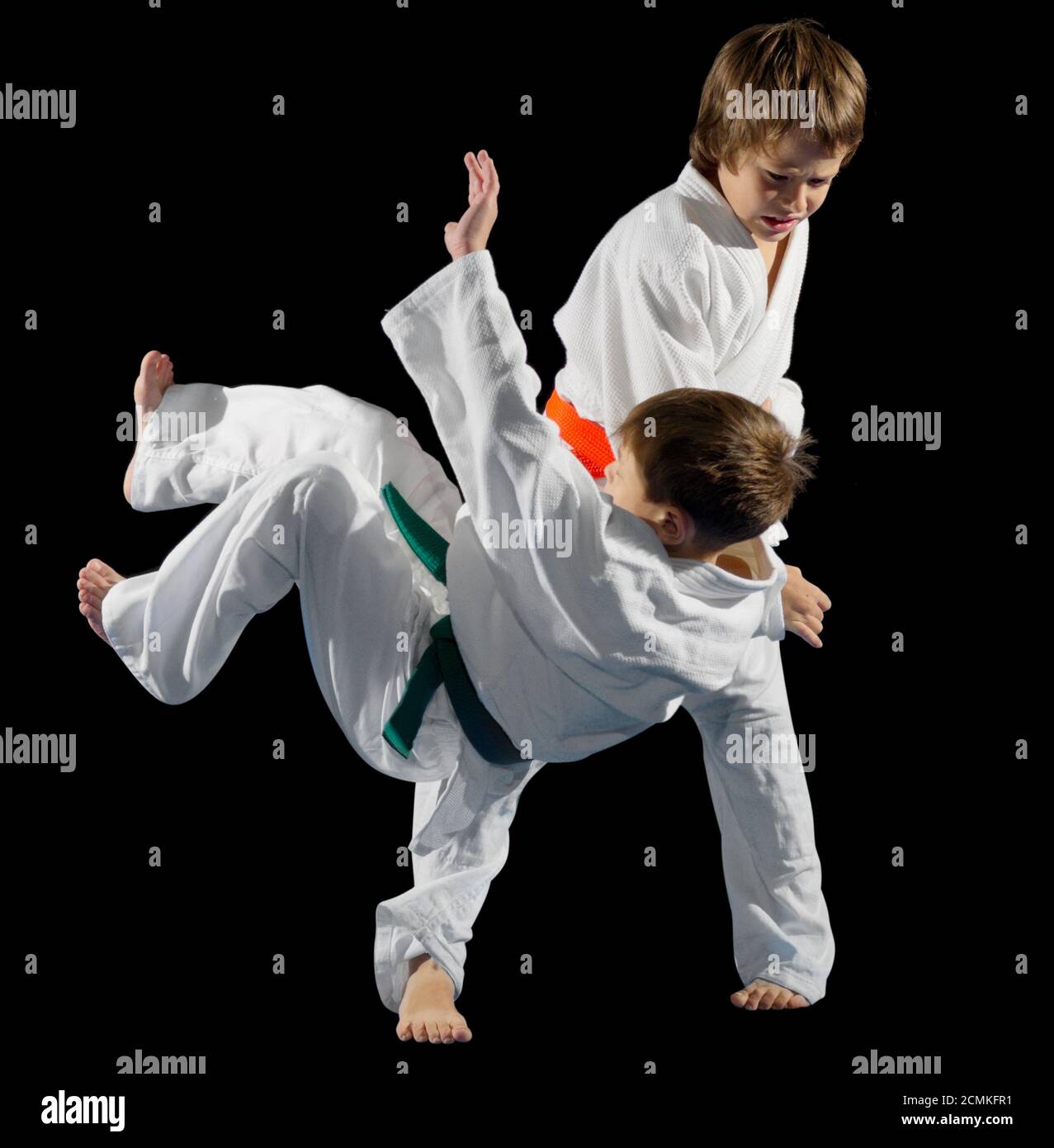 Little boys martial arts fighters isolated Stock Photo - Alamy