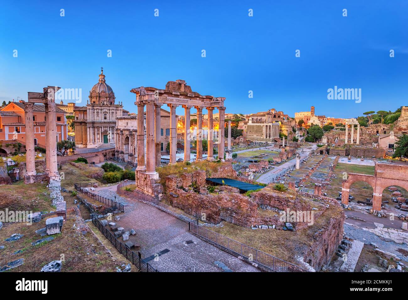 Rome night city skyline at Rome Forum (Roman Forum), Rome, Italy Stock ...