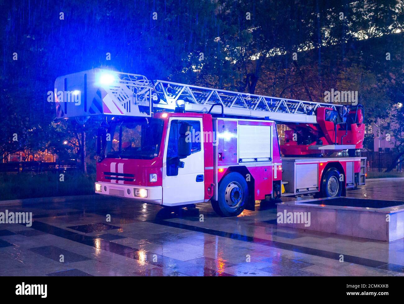 Fire engines in the courtyard of the apartment building where the fire ...