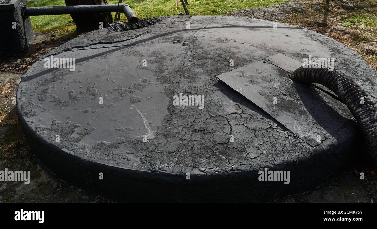 Old underground storage tank for crude oil, which is covered with a ...