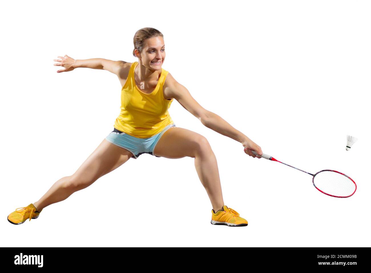 Young woman badminton player isolated Stock Photo - Alamy