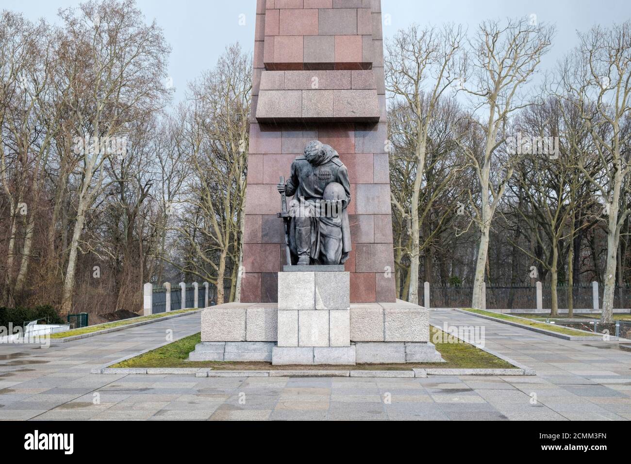 The statue of a soviet Red Army soldier at the main gate of Soviet War ...