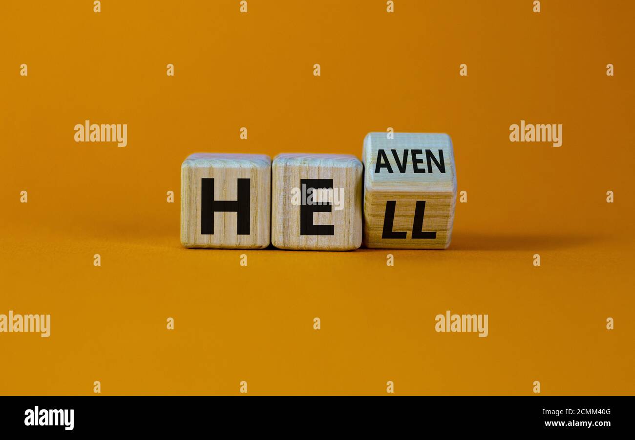 Hell or heaven. Turned a cube and changed the word 'hell' to 'heaven ...