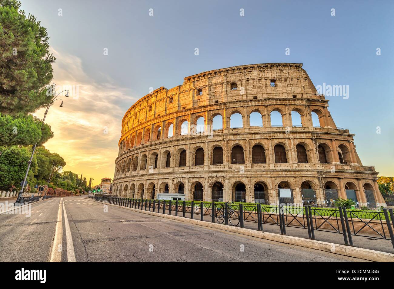 Rome sunset city skyline at Rome Colosseum (Roma Coliseum), Rome, Italy ...