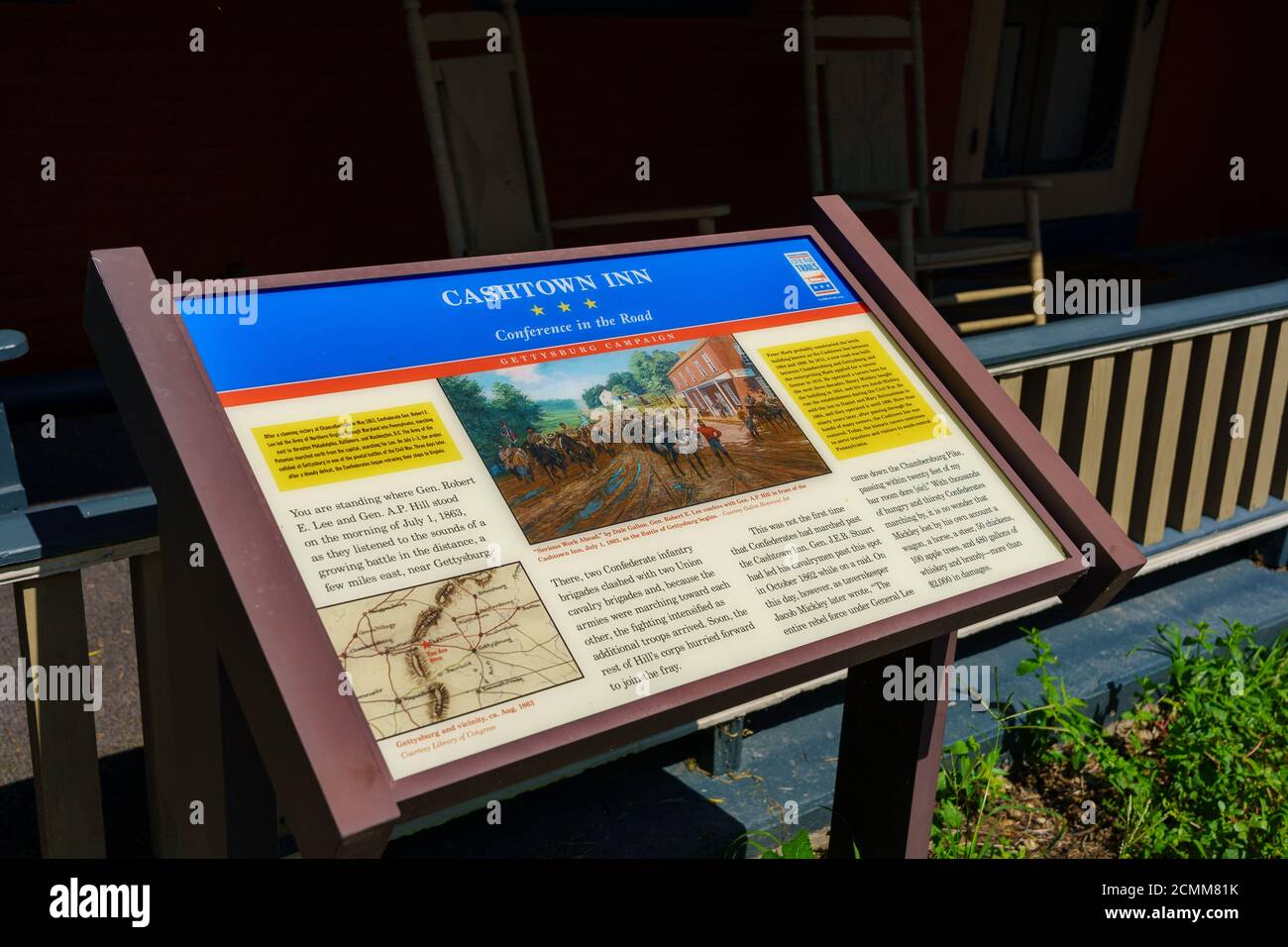 Cashtown, PA, USA - September 6, 2020: A sign describing the historic ...