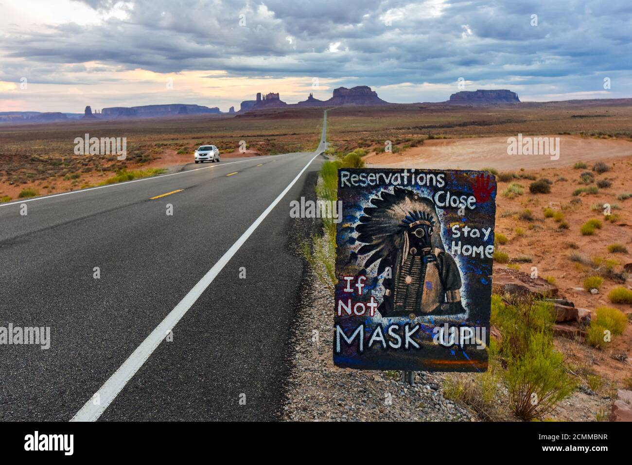 Indian Reservation warning sign near Monument Valley Arizona / Utah ...