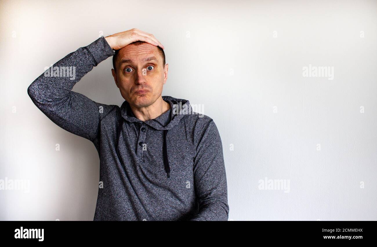 Closeup headshot portrait petrified young handsome man looking shocked ...